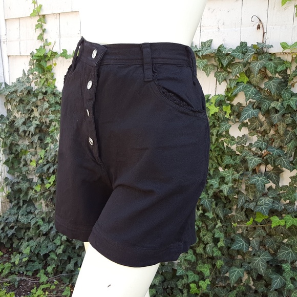 Rosey Tomato | Shorts | Vintage High Waisted Black Jean Shorts Button ...